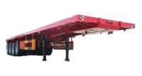 China Max Payload 100tons 3 Axle Flatbed Container Flat Semi Trailer for Heavy Duty Truck for sale
