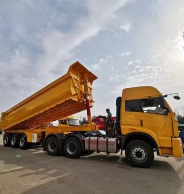 China Heavy Duty 40 Ton 45 Cubic U Type Dump Semi Trailer for Sand Stone Grain Transporting for sale