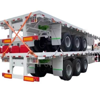 China 3pc Axle Air Drum Brake Transfer Container Flat Bed Semi Trailer with Durable Material for sale