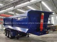 China Q345B / T700 Steel Main Beam 3 Axles Blue Hydraulic Rear Dump Semi Trailer for Wosheng for sale