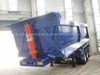 China Q345B / T700 Steel Main Beam 3 Axles Blue Hydraulic Rear Dump Semi Trailer for Wosheng for sale