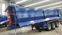 China Q345B / T700 Steel Main Beam 3 Axles Blue Hydraulic Rear Dump Semi Trailer for Wosheng for sale