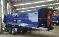 China Q345B / T700 Steel Main Beam 3 Axles Blue Hydraulic Rear Dump Semi Trailer for Wosheng for sale