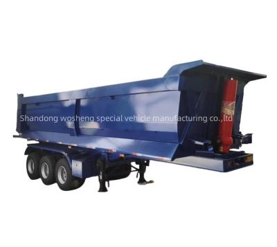 China Wosheng 3/4/5 Axles Blue Hydraulic Rear Dump Semi Trailer End Tipper for Transportation for sale
