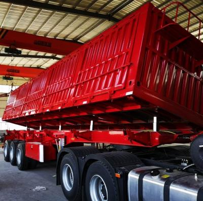 China Dual Line Brake System Side Dump Semi Trailer for Stone Coal Mines Transportation for sale