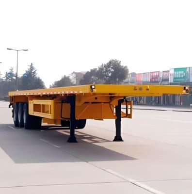 China Light Weight 6.5 Ton Flatbed Container Semi Trailer 3/4 Axle Flat Bed in Rim 9.0-22.5 for sale