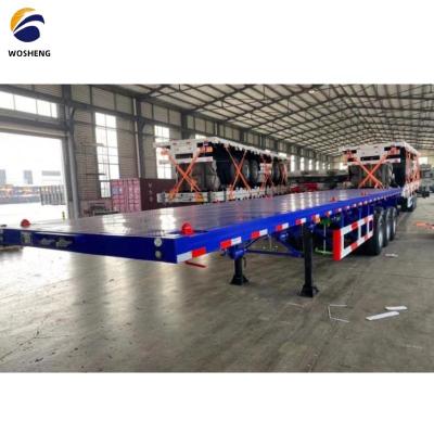 China Truck Trailer 3 Axle 40 ft Flatbed Semi Trailer with Steel Materials and 9.0-22.5 Rim for sale