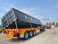 China Steel Tri 3 Axles 50 Tons Side Dump Truck Semi Trailer for Sand Stone Grain Transporting for sale