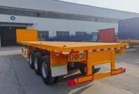 China 3 Axle Flatbed Container Truck Trailer Semi Flat Bed Cargo Semi Trailer with Rim 9.0-22.5 for sale