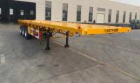 China 3 Axle Flatbed Container Truck Trailer Semi Flat Bed Cargo Semi Trailer with Rim 9.0-22.5 for sale