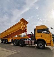 China Q345B / T700 Steel Main Beam Hydraulic Rear Dump Semi Trailer for Sand Stone Transport for sale