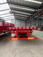 China Durable Q345B Steel Main Beam Flatbed Semi Trailer for 20FT 40FT Container Transport for sale