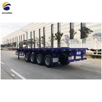 China 40ft Container Transport 3 Axle Flatdeck Semi Trailer with 13ton Axles Steel Material for sale