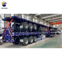China 40ft Container Transport 3 Axle Flatdeck Semi Trailer with 13ton Axles Steel Material for sale