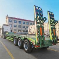 China 3 Axle Gooseneck Lowbed Semi-Trailer for 60TON Payload and Heavy Duty Steel Material for sale