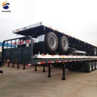 China Container Flatbed Semi Trailer with Leaf Spring 90x13/16x10 Layers and 30-70t Capacity for sale