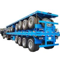 China Semi-Trailer for 20 40 45 Feet Container 3 4 Axle Flat Truck Flat Bed Semi Trailer for sale
