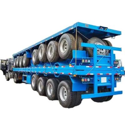 China Semi-Trailer for 20 40 45 Feet Container 3 4 Axle Flat Truck Flat Bed Semi Trailer for sale