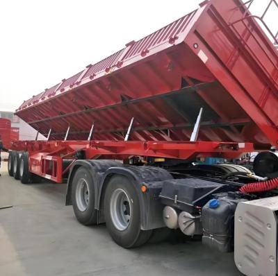 China 2-3 Axle Semi-trailer Heavy Duty Side Tipper Dump Truck Trailer for Gravel Transport for sale