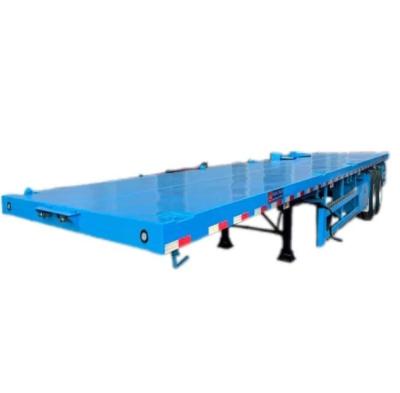 China Semi-Trailer 2 Axle 20FT 40FT Flat Bed Container Flatbed Truck Trailer Tire 12.00R22.5 for sale