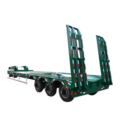 China Wosheng 4 Axles Low Bed Container Chassis Semi-Trailer for Heavy Duty Equipment Hauling for sale