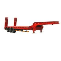 China 80T Heavy Duty Gooseneck Hydraulic Ramp Low Bed Semi-Trailer for Low Boy Truck Steel for sale