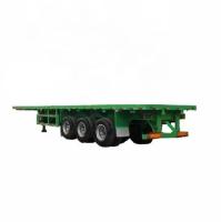 China Tire Specs. Triangle 3 axle 50 tons flatbed size 12.4m container flatbed semi trailer for sale
