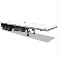 China Tire Specs. Triangle 3 axle 50 tons flatbed size 12.4m container flatbed semi trailer for sale