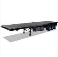 China Tire Specs. Triangle 3 axle 50 tons flatbed size 12.4m container flatbed semi trailer for sale
