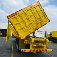 China 13T 3 Axles Wosheng Light Type Side Wall Dump Semi Trailer for Gravel Stone Sand Transport for sale