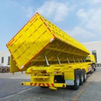 China High Capacity 100 Tons 3 Axle Side Dump Tipper Semi Trailer For Wheat Grain Transport for sale