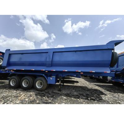 China Bottom Container 3 Axle Rear Dump Semi Trailer with Leaf Spring and 28t Heavy Duty for sale