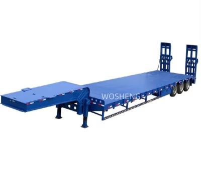 China Wosheng 3 Axles 12 Wheels Low Bed Container Chassis Semi-Trailer 12500x2500x1100mm for sale