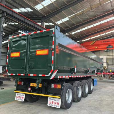 China Customer's Request 4 Axle U-Type End Tipper Semi Trailer with Hydraulic Rear Dump for sale