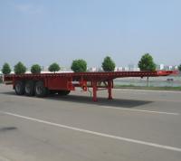China Customized Color 3 Axle 4 Axle Flat Deck Flatbed Semi Trailer for Shipping Containers for sale