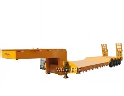 China Wosheng 4 Axles 16 Wheels Low Bed Semi Trailer for Transporting Heavy Duty Equipment for sale