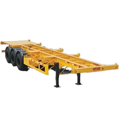 China Landing Gear 28ton/pc 3 Axle 40ft 20ft Container Chassis Skeleton Semi Trailer for Truck for sale