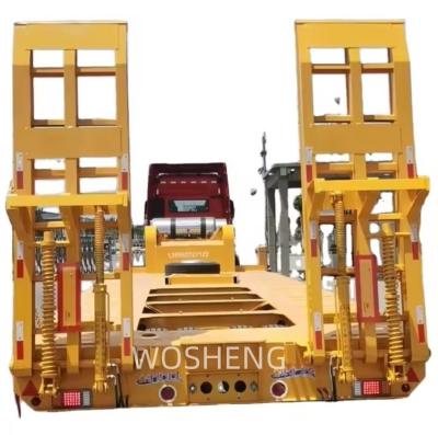 China Max Payload Wosheng Low Bed Semi Trailer with 28t Heavy Duty Landing Gear and 4 Axles for sale