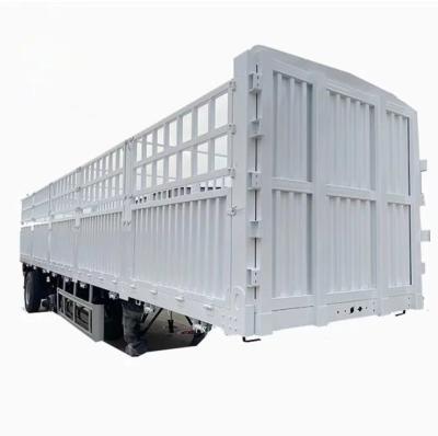 China 3 Axle Flat Type Side Wall Side Fence Semi Trailer for Transporting Cargo and Livestock for sale