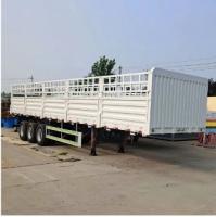 China 3 Axle Flat Type Side Wall Side Fence Semi Trailer for Transporting Cargo and Livestock for sale
