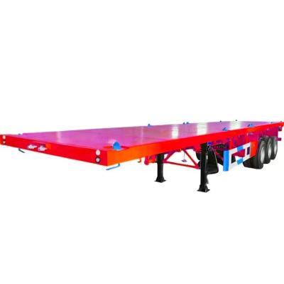 China 90mm*13/16mm*10 Layer Leaf Spring 40ft Flat Bed Trailer with Turnable Wheels in Dubai for sale