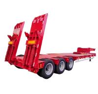 China Truck Steel Low Bed Container Chassis Loader Semi Trailer with 3 Axles and 12 Wheels for sale