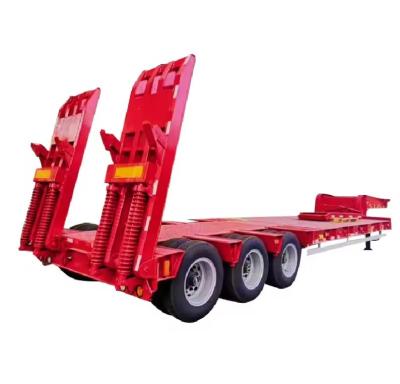 China Truck Steel Low Bed Container Chassis Loader Semi Trailer with 3 Axles and 12 Wheels for sale