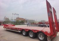 China Truck Steel Low Bed Container Chassis Loader Semi Trailer with 3 Axles and 12 Wheels for sale