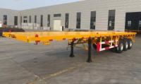 China Max Payload 50tons Hydraulic Lift Flatbed Semi Trailer with Twist Lock and Double Axle for sale
