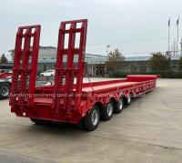 China Wosheng 4 Axle Low bed semi trailer lowbed low boy truck trailers with Air Suspension for sale
