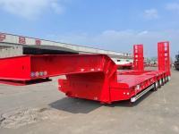 China Wosheng 4 Axle Low bed semi trailer lowbed low boy truck trailers with Air Suspension for sale
