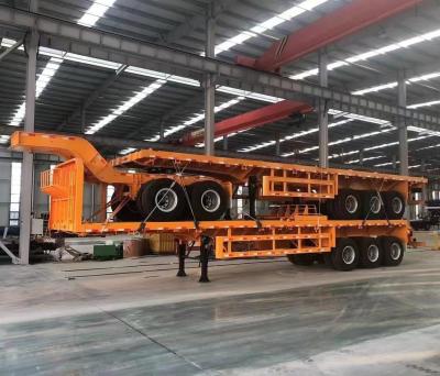 China 200tons Max Payload Wosheng Double Link Flatbed Semi Trailer for Container Transport for sale