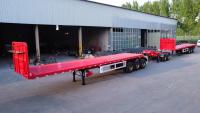 China 13500x2500x1600-3100mm Double Link Flat Bed Truck Trailers for Container Transport for sale