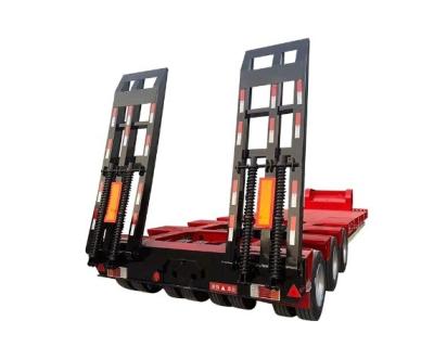 China Lowboy Flatbed Trailer Wosheng 60-100 Tons 12500/13000/14000/16000x2500/3000x1100/3300mm for sale